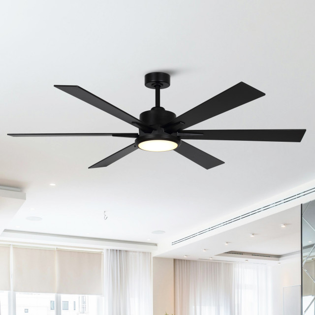 65 in. Indoor Integrate LED Ceiling Fan with Remote Control, Reversible ...