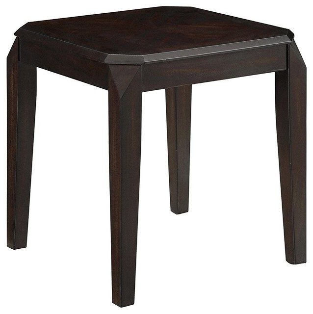 Benzara BM184981 Solid Wooden End Table With Beveled Corners, Walnut ...