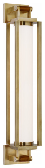 Northport Natural Brass and Teak 24" LED Linear Sconce - Transitional ...