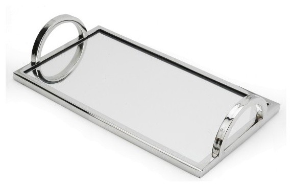 Classic Touch Stainless Steel Rectangular Mirror Tray, 12"L ...