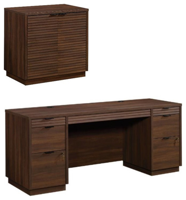 Home Square 2-Piece Set with Computer Credenza Desk & Utility Stand ...
