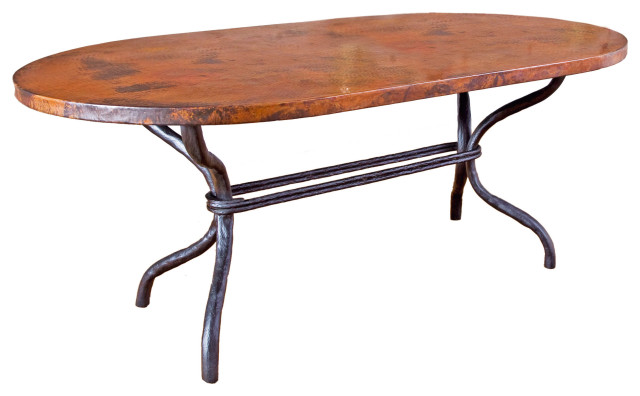 Woodland Dining Table With 42"x72" Rectangle Copper Top - Rustic ...