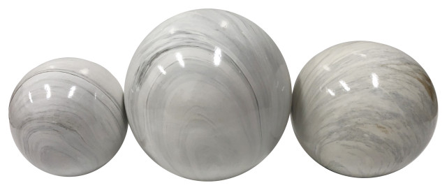Marble Look Orbs Set of 3 - Contemporary - Decorative Objects And ...