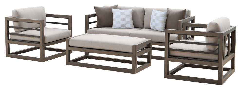 Cape 4PC Outdoor Seating Collection With Sunbrella Fabric, Gray ...