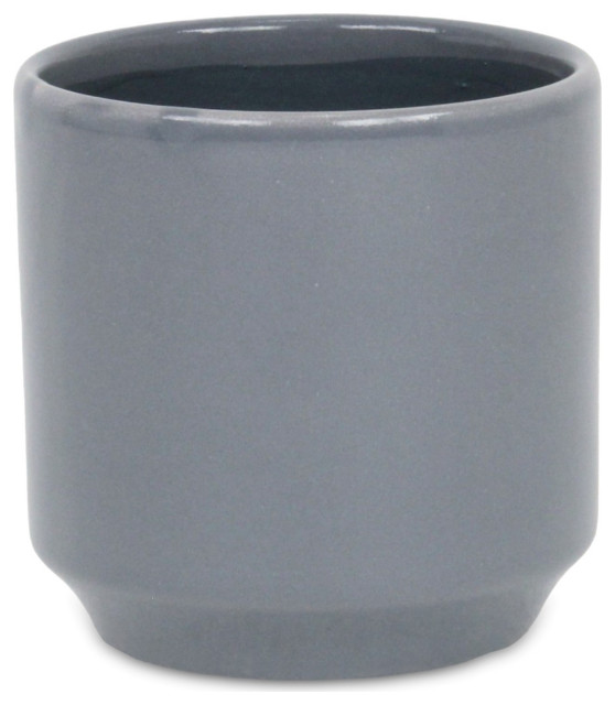 Elegant Gray Ceramic Pot - Medium - Transitional - Indoor Pots And ...
