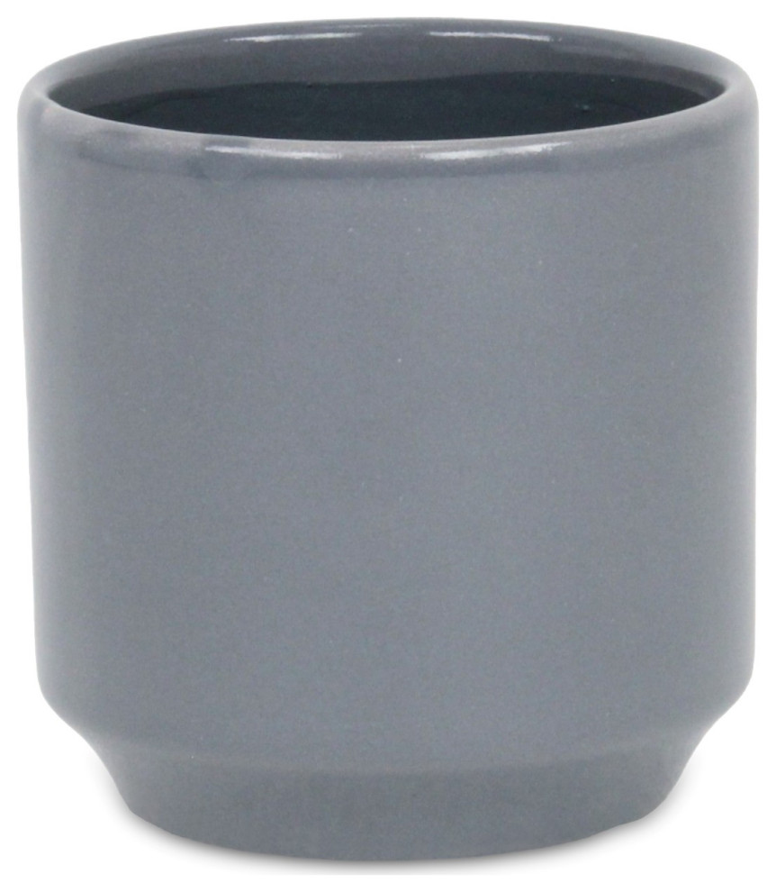 Elegant Gray Ceramic Pot - Medium - Transitional - Indoor Pots And ...