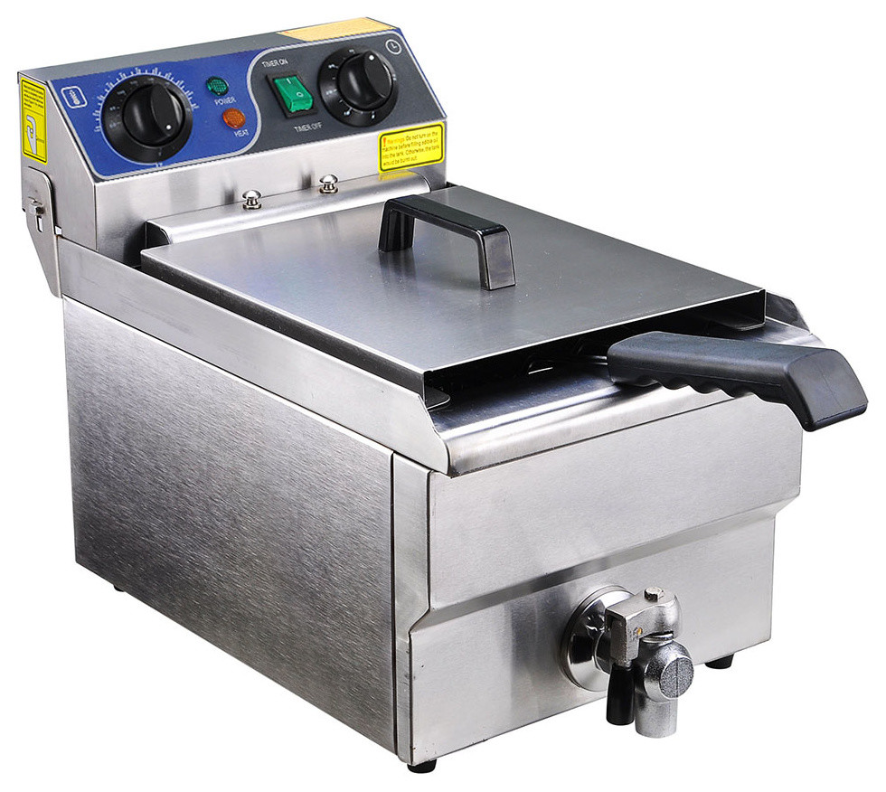 10L 1500w Electric Deep Fryer Timer and Drain Stainless Steel French ...