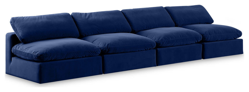 Comfy Upholstered Modular Sofa, 4-Piece: 4 Armless Chair - Contemporary ...