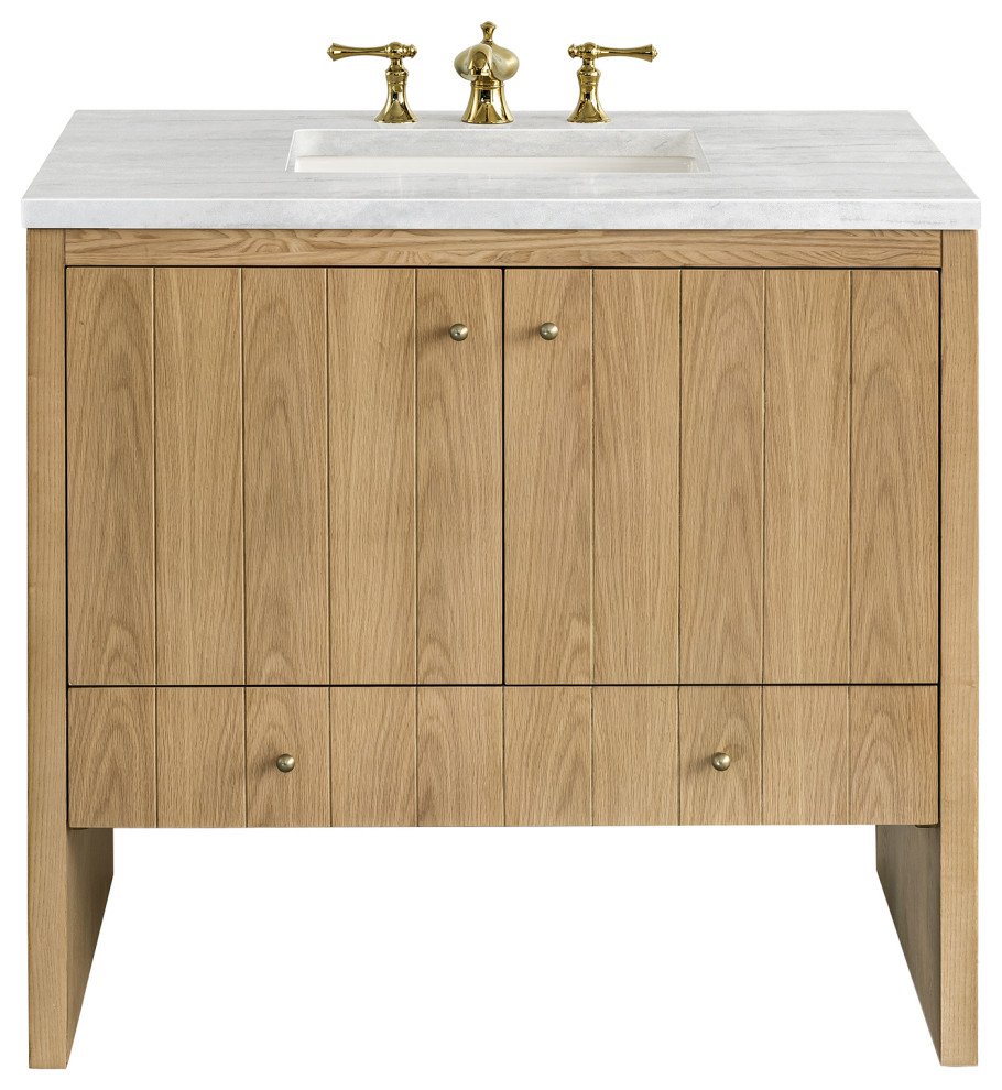 Hudson 36" Single Vanity, Light Natural Oak - Transitional - Bathroom ...