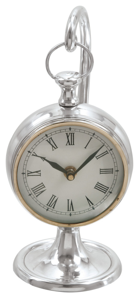 Coastal Silver Aluminum Metal Clock 30645, 5" x 5" x 11" - Traditional ...