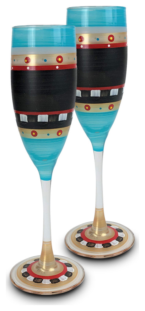 Mosaic Chalk Champagne Glasses, Set of 2 - Contemporary - Wine Glasses ...