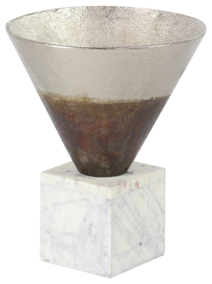 Rustic 13"x10" Funnel Pot Ombre On A Stone Base - Contemporary ...