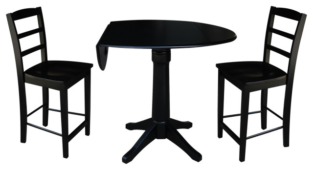 42" Round Pedestal Gathering Height Table with 2 Counter Height Stools ...