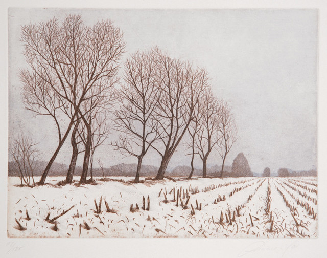 Oliviero Masi, Winter Field, Etching - Fine Art Prints - Other - by ...