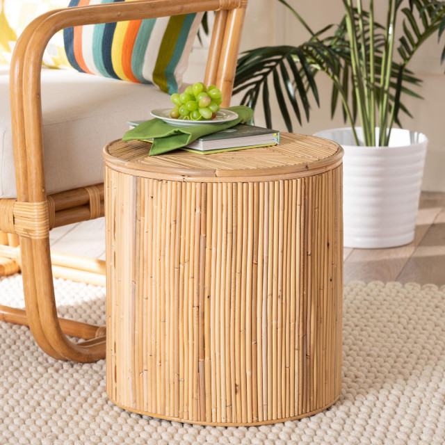 Iqra Natural Rattan End Table - Tropical - Side Tables And End Tables ...