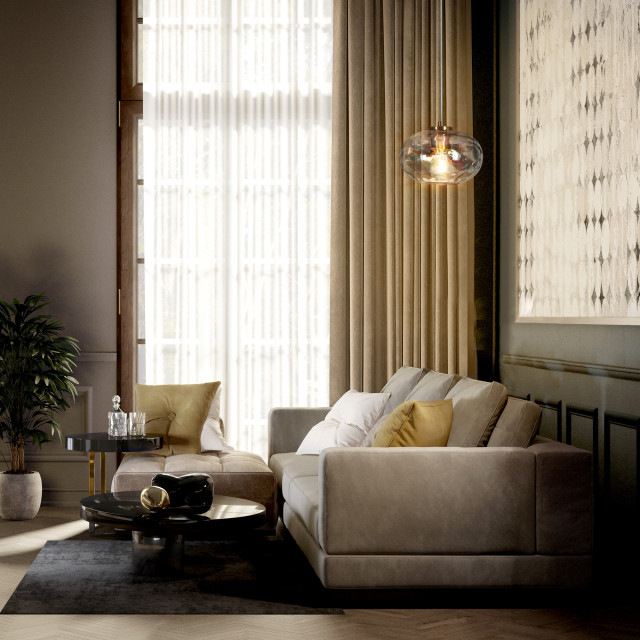 LNC Chrysaorican 1-Light 6" Modern Iridescent Glass Kitchen Island ...