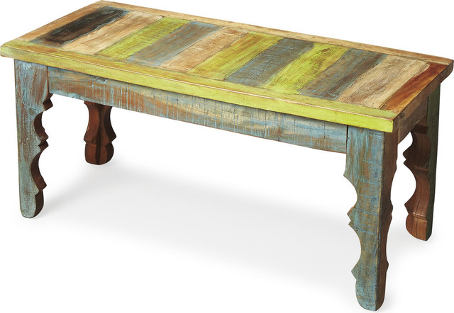 Butler Rao Painted Wood Bench - Farmhouse - Accent And Storage Benches ...