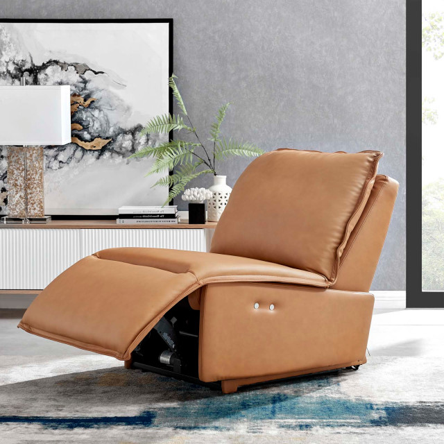 Accent Recliner Chair, Leather, Tan, Modern, Living Lounge Hotel ...