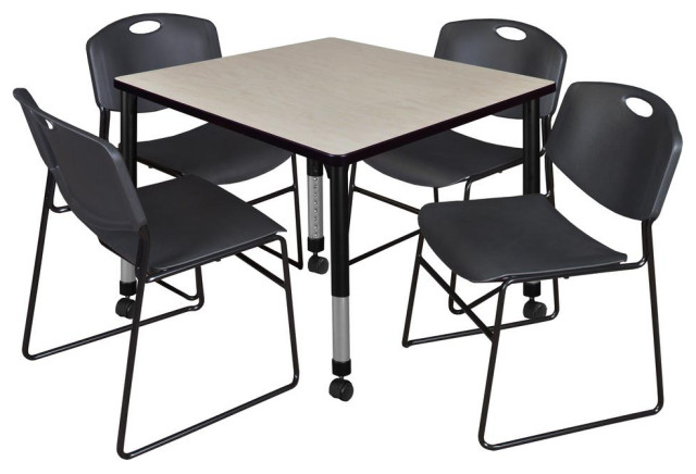 Square Height Adjustable Mobile Classroom Table - Contemporary - Kids ...