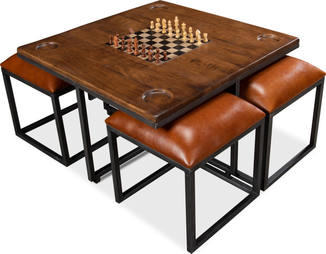 Low Game Table With Four Stools - Industrial - Game Tables - by ...
