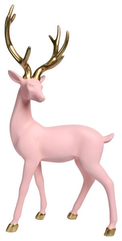 December Diamonds Pink Christmas - Light Pink Deer With Gold Antlers ...