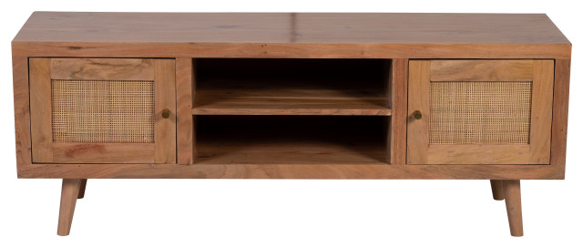 Wood/Cane, 55X20" 2-Door Tv-Stand. Natural, 55x16x20 inches ...