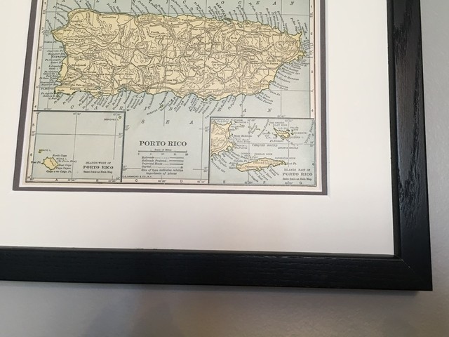 Original Vintage 1940s Puerto Rico Map, Framed - Traditional - Prints ...