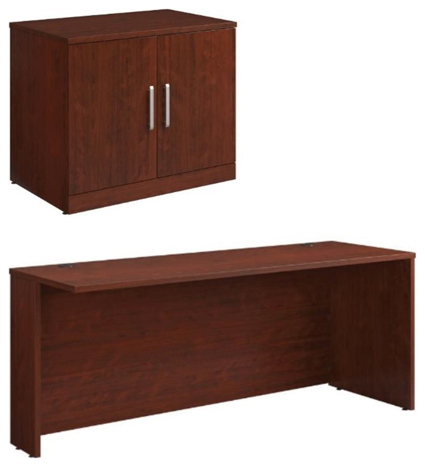 Home Square 2-Piece Set with Desk Shell & Storage Cabinet with Doors ...