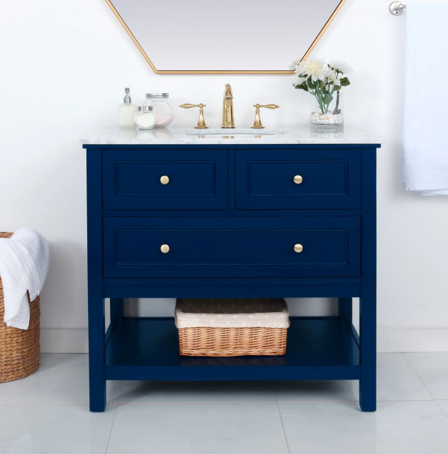 Elegant VF27036BL 36"Single Bathroom Vanity, Blue - Transitional ...