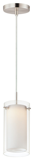 Duo 1-Light Mini Pendant, Satin White/Satin Nickel - Transitional ...