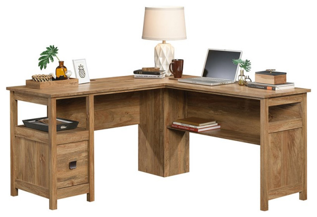 Sauder Cannery Bridge Engineered Wood L Shaped Desk in Sindoori Mango ...