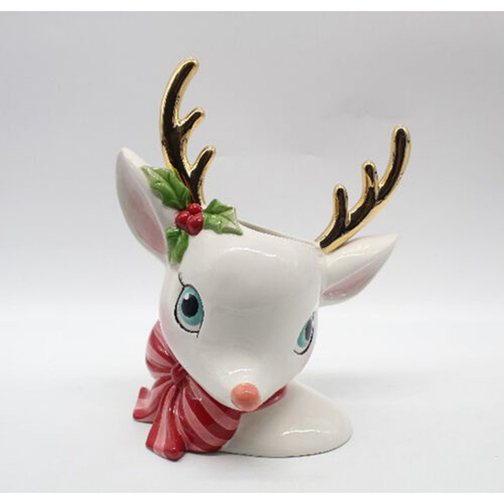 December Diamonds Christmas Carousel Retro Deer Head Vase ...