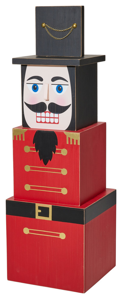 36"H Wooden Block Nutcracker Porch Decor - Traditional - Holiday ...