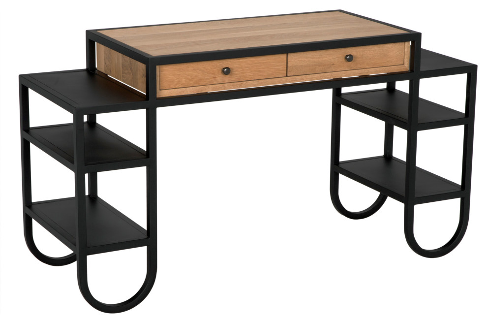 Thomson Desk, Matte Black and Natural Oak - Industrial - Desks And ...
