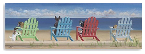 60" Dogs at the Beach Canvas Wall Art - Beach Style - Prints And ...