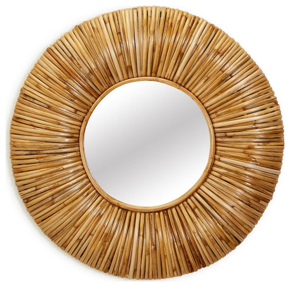 Two's Company EBH004 Hand Woven Cane Wall Mirror - Tropical - Wall ...