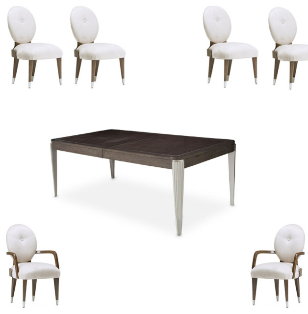 AICO Furniture Roxbury Park 7 Dining Table Set - Midcentury - Dining ...