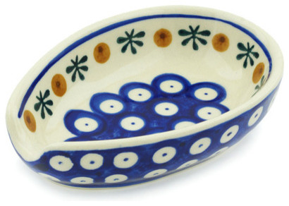 Polish Pottery 5" Stoneware Spoon Rest Hand-Decorated Design ...