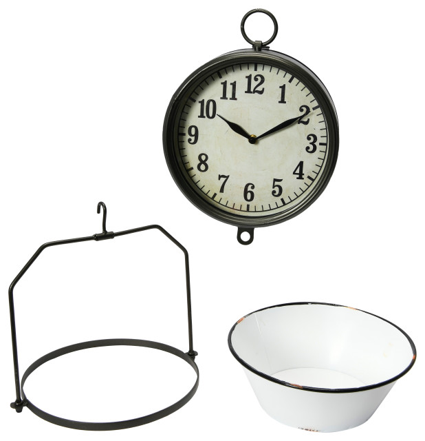 Decorative Vintage Reproduction Enameled Scale Wall Clock, White and ...