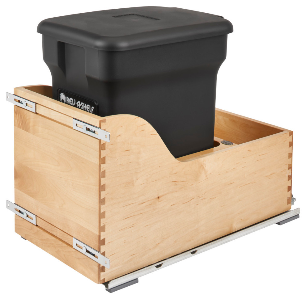 Wood Pull Out Compost Container With Soft Close, 12"Wx18.5"Dx18.63"H ...
