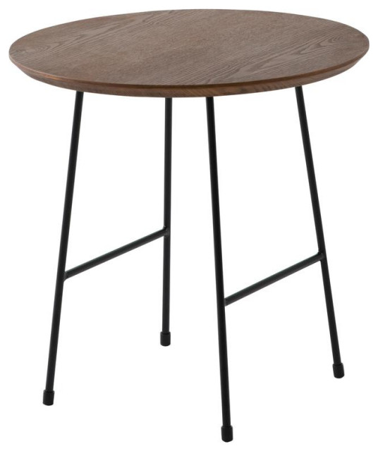 Rossmore Mid Century Modern Round Side Table With Black Steel Frame ...