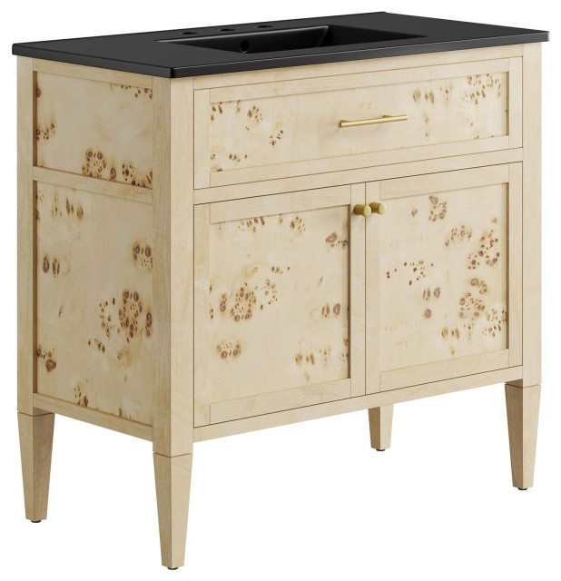 Elysian 36" Wood Bathroom Vanity - Black Burl - Rustic - Bathroom ...