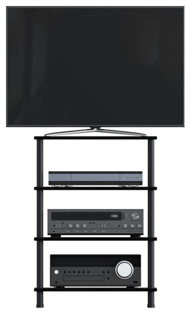 AVF 4-Shelf Steel and Wood Stand for Audio IT or Home Office in Black ...