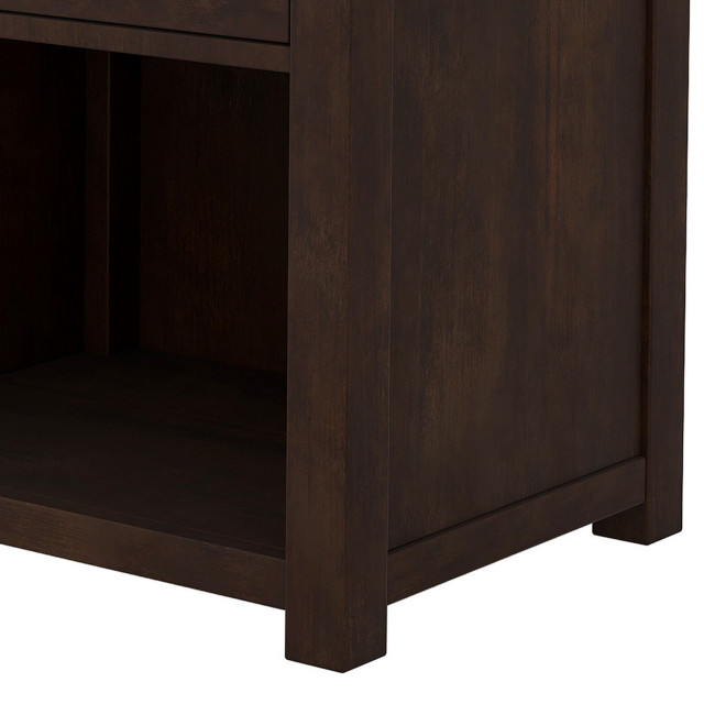 Benzara BM287894 Modern Nightstand With Drawer and Bottom Shelf, Dark ...