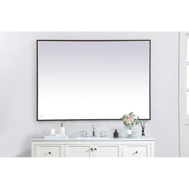 Elegant Decor Pier 42x60" Modern Aluminum LED Mirror in Black ...