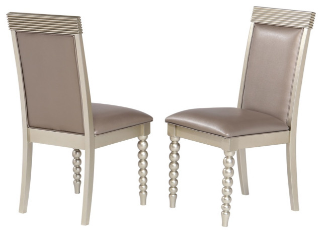 Zaria Upholstered Dining Side Chairs, Champagne Wood, Set of 2 ...
