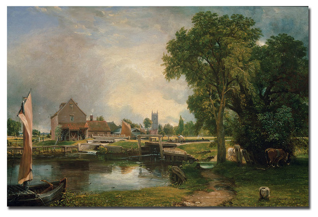 'Dedham Lock and Mill, 1820' Canvas Art by John Constable, 22" x 32 ...