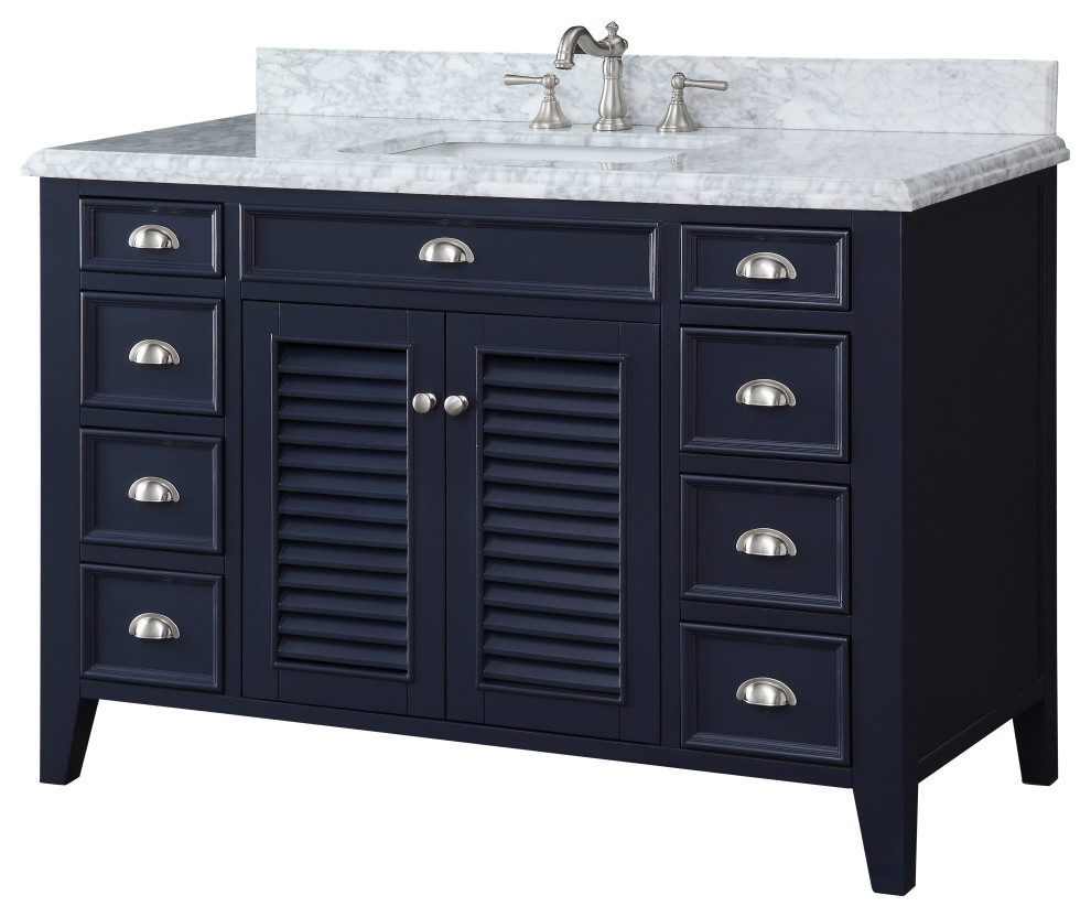 50” Kalani Navy Blue Modern Bathroom Vanity - Transitional - Bathroom ...