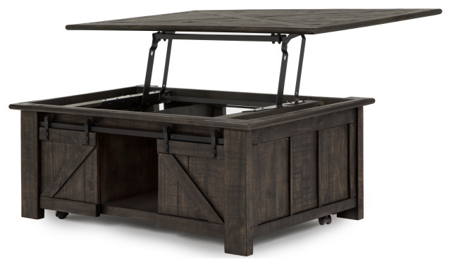 Rectangular Lift Top Cocktail Table WithCasters - Rustic - Coffee ...