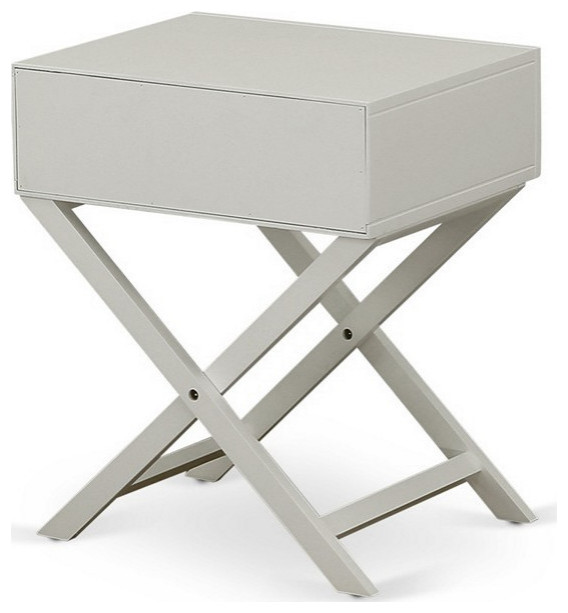 Hamilton Square Night Stand End Table With Drawer, White Finish ...